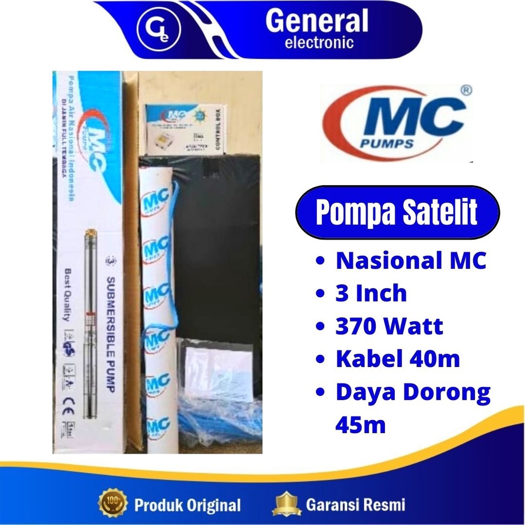 Jual Pompa Air Satelit 3 Inch Nasional MC Pump 0.5HP - Kabel 40 Meter / 3MCDM | Shopee Indonesia