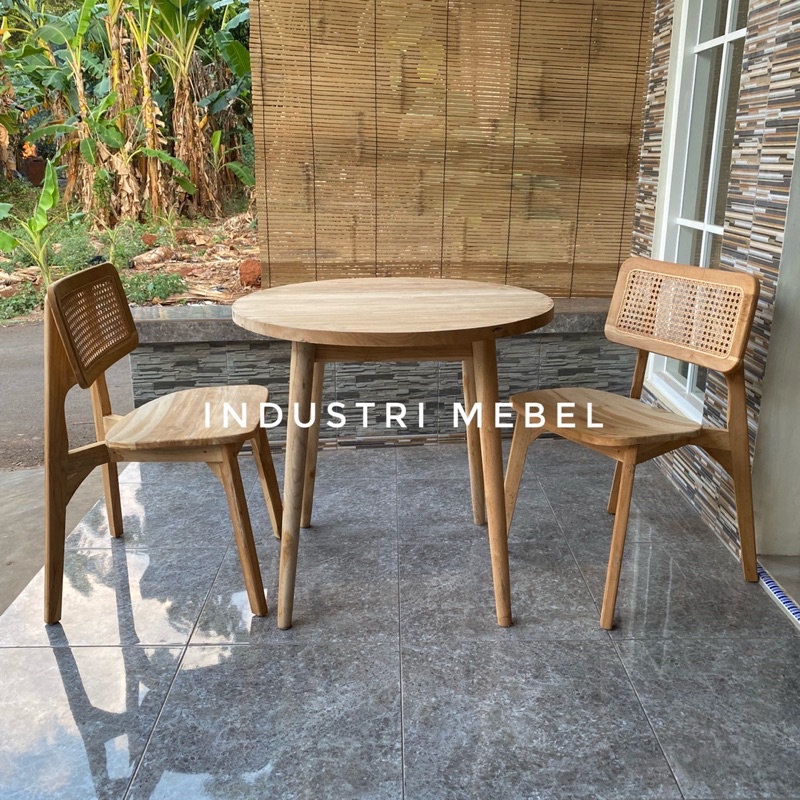 Jual Paket Pesanan Meja Bundar Kursi TV Rotan Cafe Minimalis Modern - Meja Makan Jati | Shopee ...