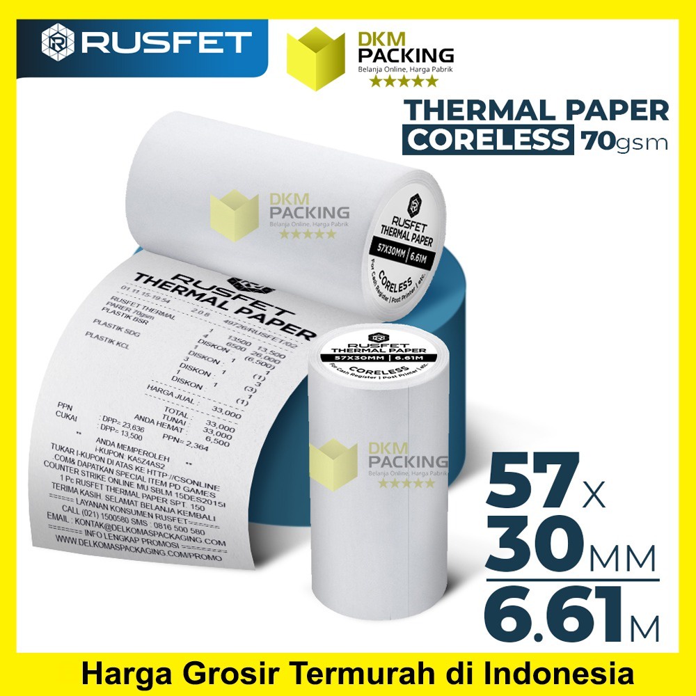 Jual Sticker Thermal Paper Label Kertas Printer Resi Stiker Barcode POS RUSFET TERMURAH | Shopee ...