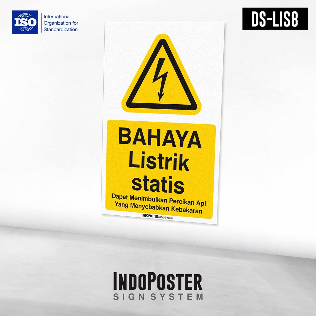 Jual Stiker Safety Sign Rambu K3 ISO Bahaya Listrik Statis | Shopee ...