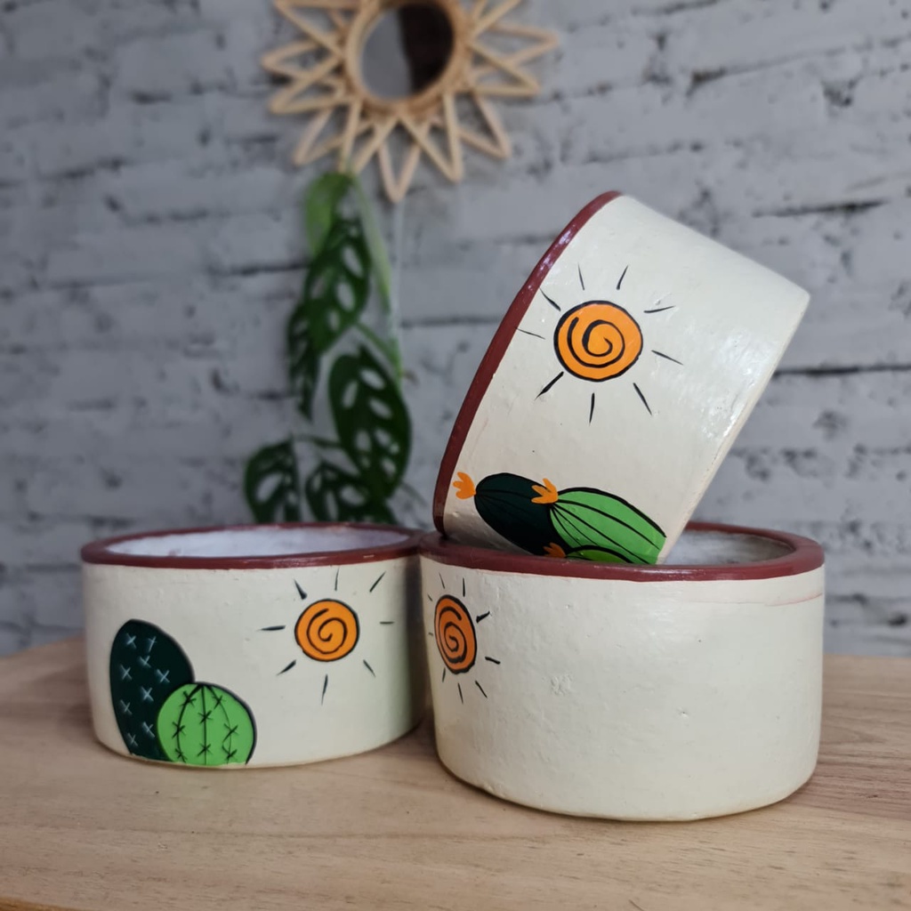 Jual Pot Lukis Diameter 12 cm x 6 cm l Pot Lukis Gerabah l Vas Tanah ...