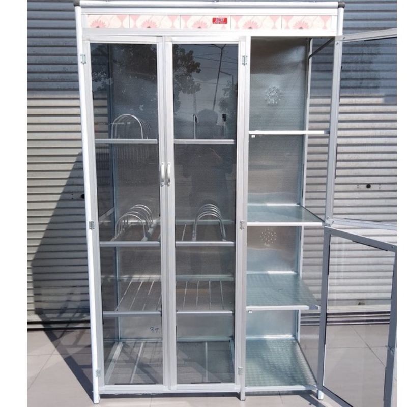 Jual Rak Piring 3 Pintu Kaca Polos Hitam - Lemari Sayur Kaca - Lemari ...