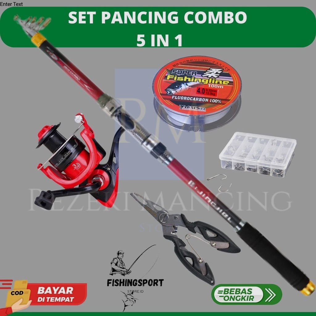 Jual Joran Plus Reel Pancing Bonus Senar 100 Meter Tang Remover Kail 1 ...