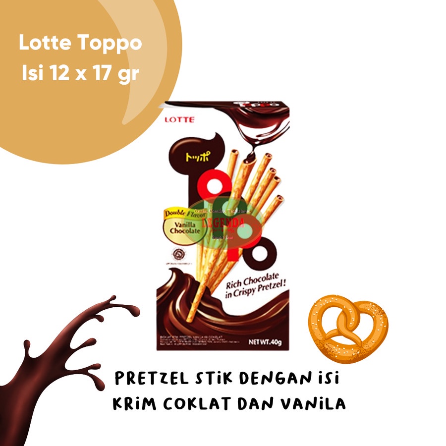 Jual Lotte TOPPO Biskuit Vanilla Chocolate Pretzel Stick (ISI 12 ...