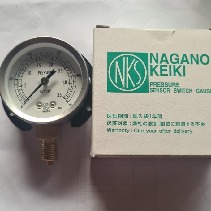 Jual pressure gauge Nagano 35 kg ukuram 2,5 inch drat 3/8 dan drat 1/2" ORI | Shopee Indonesia