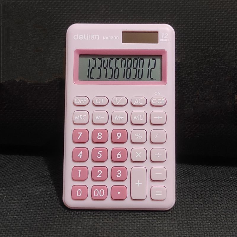 Jual Kalkulator Desktop Pocket Kecil Mini 12 Digit Deli 1200 Pink ...