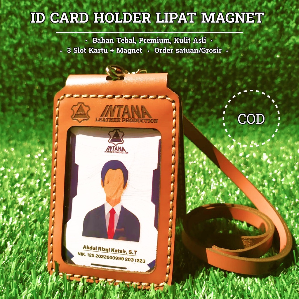 Jual Name Tag Id Card Magnet Saku Kulit Asli Id Card Magnet Tempat Id ...
