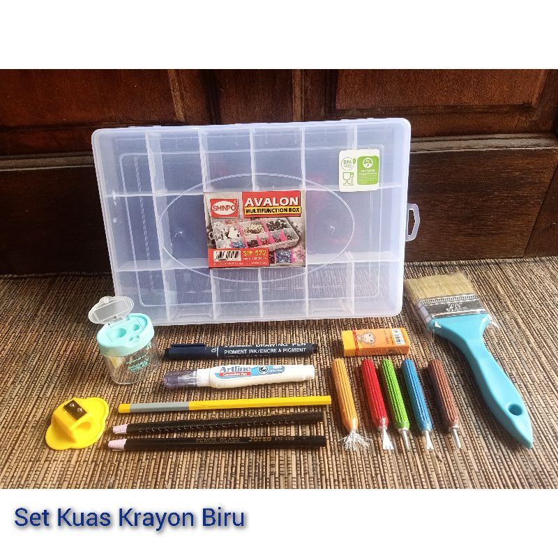 Jual Kotak Peralatan Menggambar Kuas Krayon Alat Kerik Rautan Krayon ...