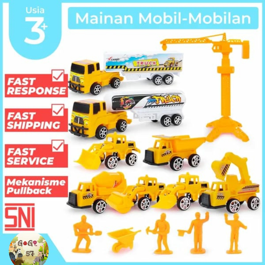 Jual Mainan Anak Mobil Mobilan Truk Konstruksi Pullback Set Lengkap ...