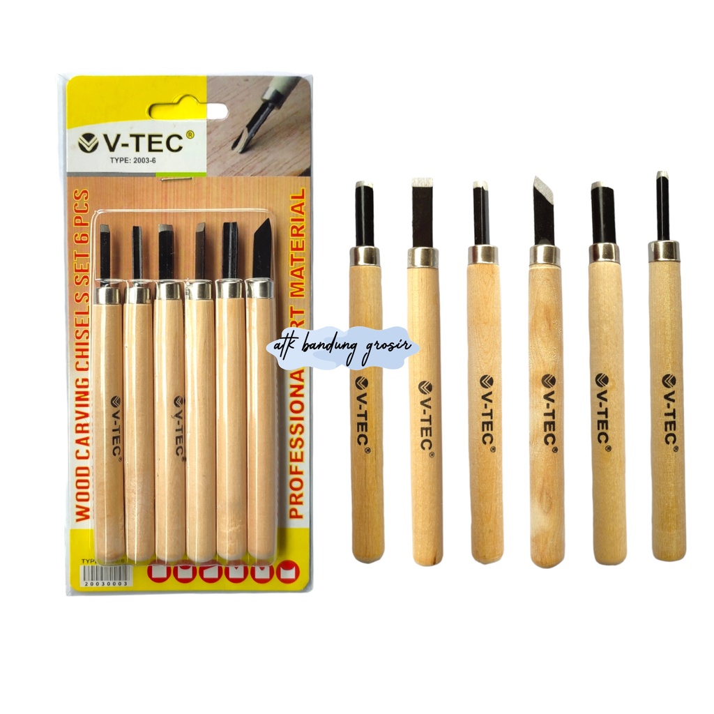 Jual V-Tec Wood Carving Chisels Set 6 / Vtec Pisau Ukir Set 6 / Alat ...