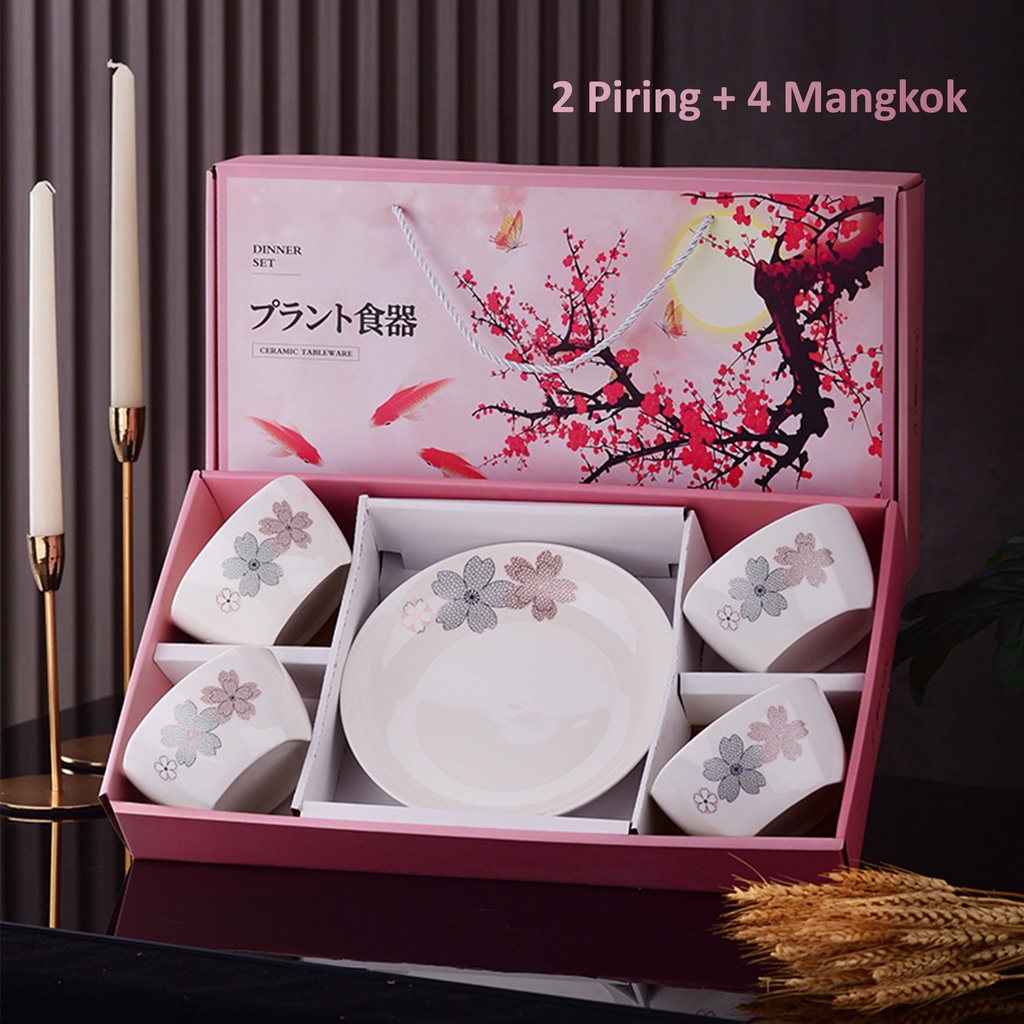 Jual Seri Bunga Vintage Souvenir mangkuk set porselen biru dan putih ...