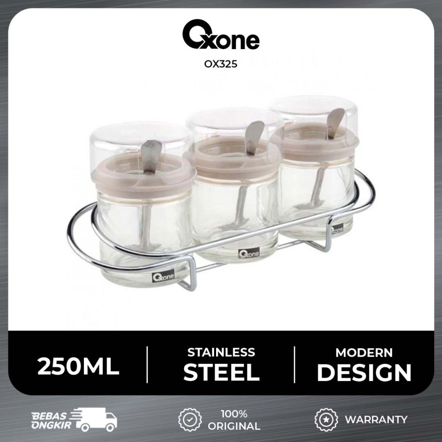 Jual Oxone OX-325 OX325 Toples Bumbu Makanan Condiment Jar Stainless ...