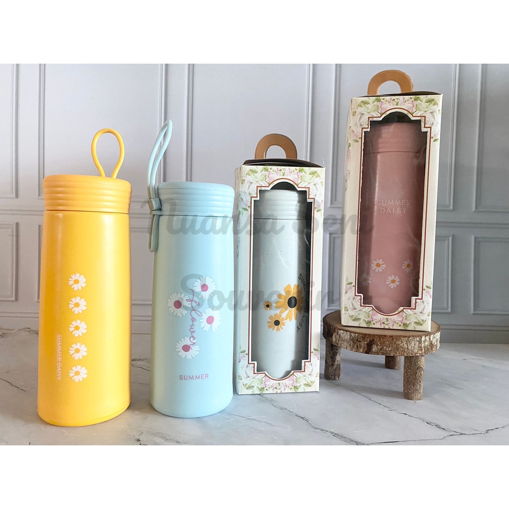 Jual Souvenir Botol Minum Summer Daisy Termos Kaca Motif Bunga Tumbler ...