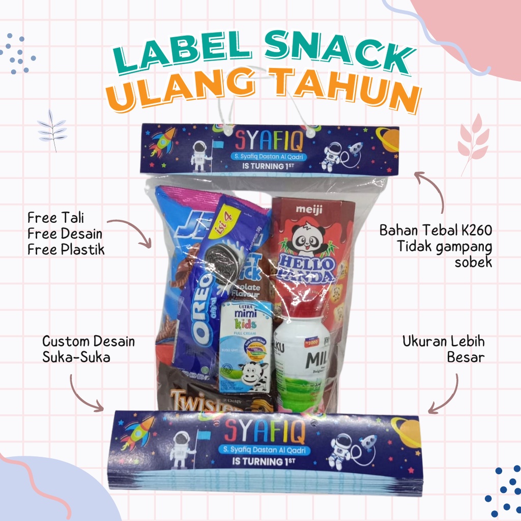 Jual [TEMA ANAK] Label Snack Ulang Tahun Free Tali, Free Plastik OPP ...