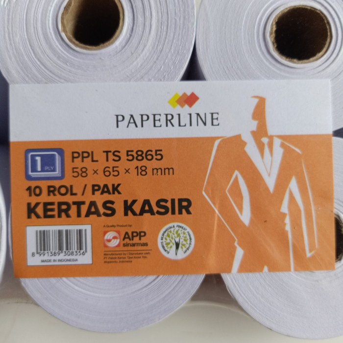 Jual Kertas Kasir Telstruk Paperline 58x65x18mm / 1 Pack Isi 10 Roll ...