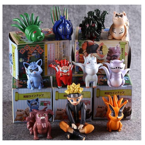Jual (COD)KOLEKSI/PAJANGANNACTIONNFIGURENNARUTONKYUBI ISI9PCS NEW RARE ...