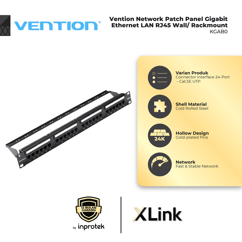 Jual Vention Network Patch Panel Cat6 Gigabit Ethernet LAN RJ45 ...