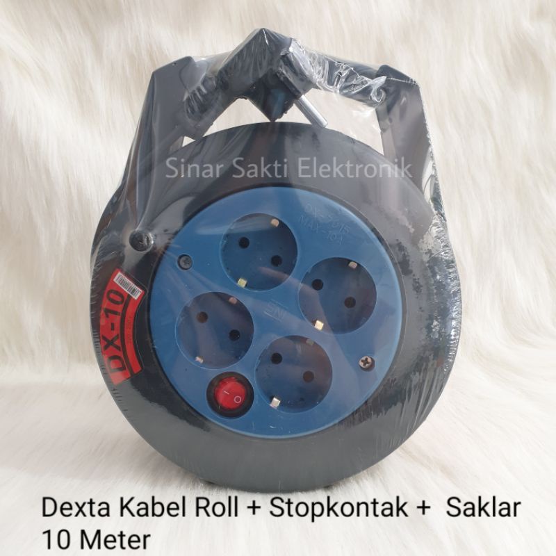Jual Dexta Kabel Roll Rol StopKontak Box Bulat Listrik 10m 10 Meter ...