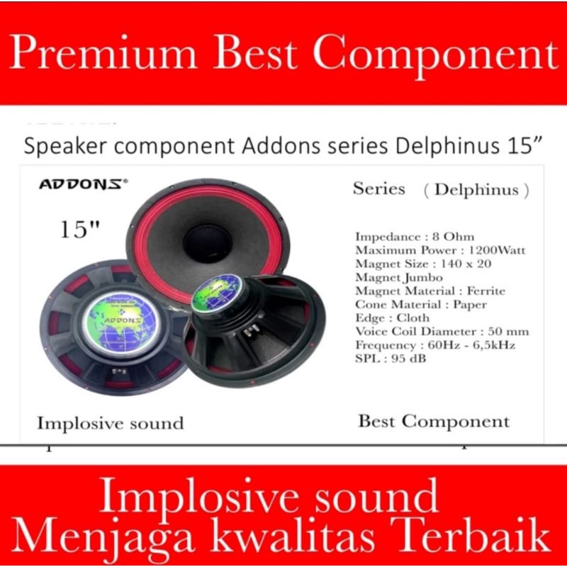 Jual SPEAKER COMPONENT ADDONS 15 INCH SERIES DELPHINUS 1200 WATT ...