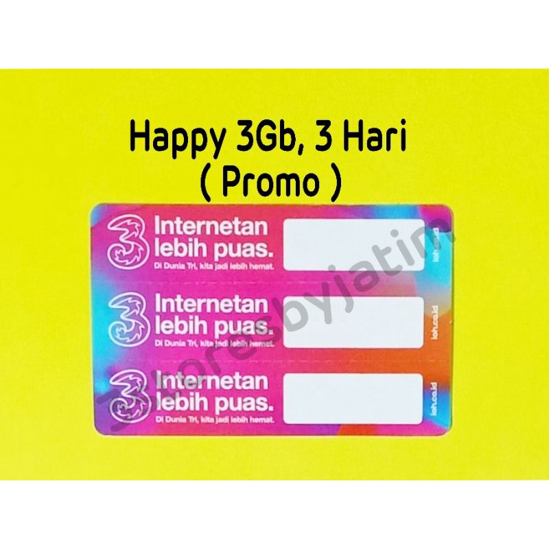 Jual Voucher Kuota Data 3 / Three / Tri Happy 3GB, 3 Hari ( Promo ...
