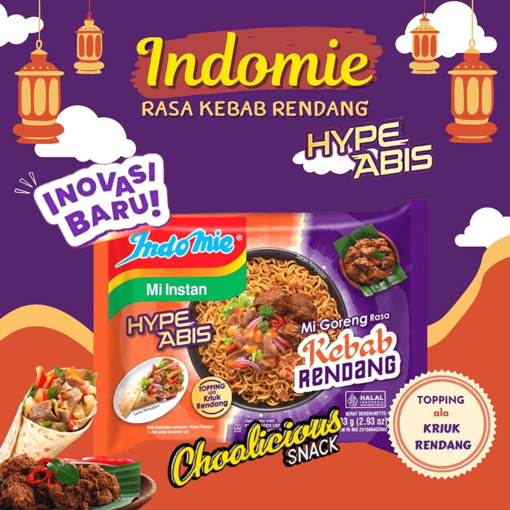 Jual INDOMIE Kebab Rendang Mie Goreng Hype Abis | Mieghetti Bolognese ...