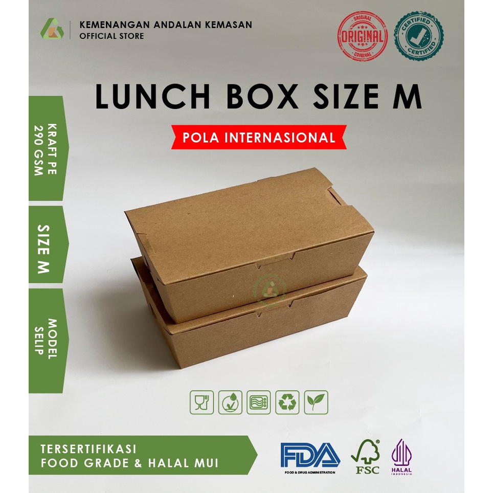 Jual Paper Lunch Box Kraft / Kotak Makan Food Grade / Box Nasi - Pola ...