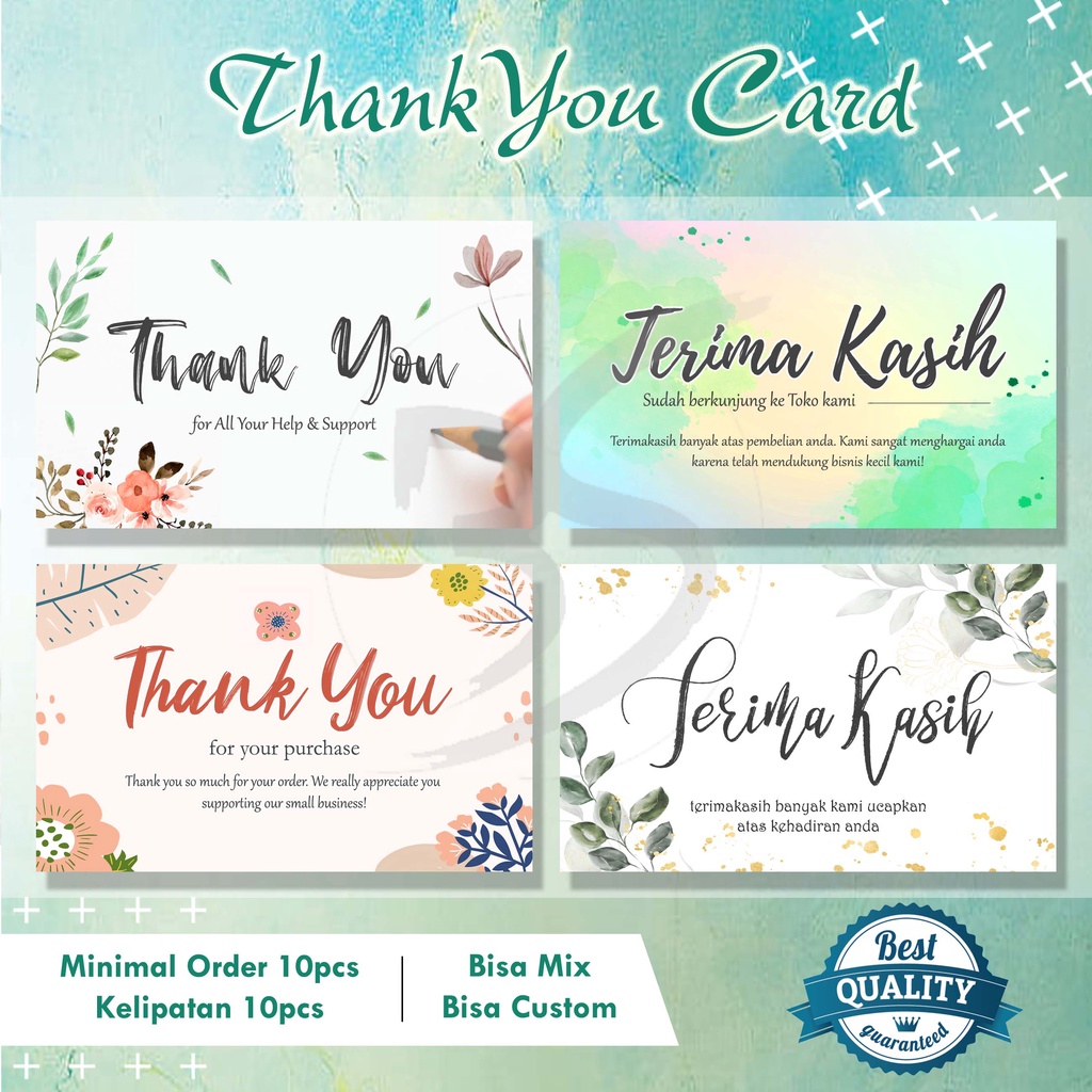 Jual THANK YOU CARD | KARTU UCAPAN TERIMA KASIH | GIFT CARD | KUSTOM CARD | Shopee Indonesia