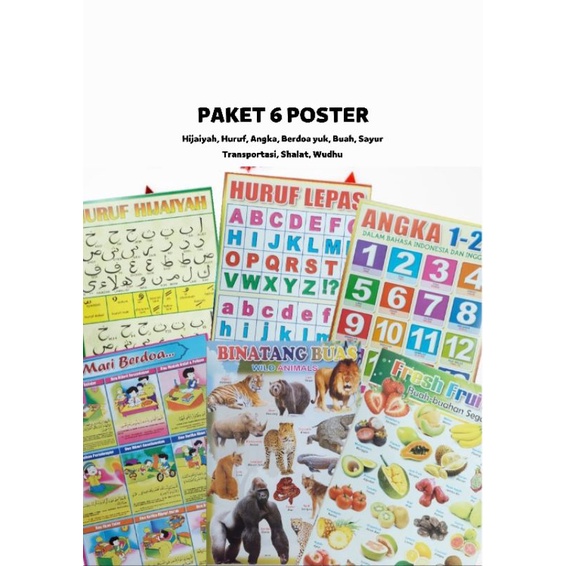Jual Poster Edukasi Anak Paket isi 6 Poster paling murah Belajar ...