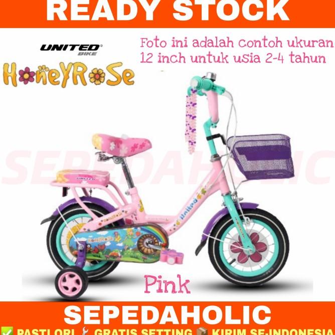 Jual Sepeda Anak Perempuan United Honeyrose 12 16 18 Inch Keranjang ...