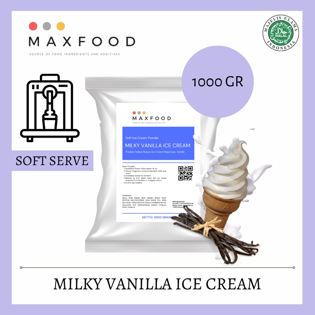 Jual MAXFOOD - Soft Milky Vanilla Ice Cream Powder / Bubuk Soft Es Krim ...