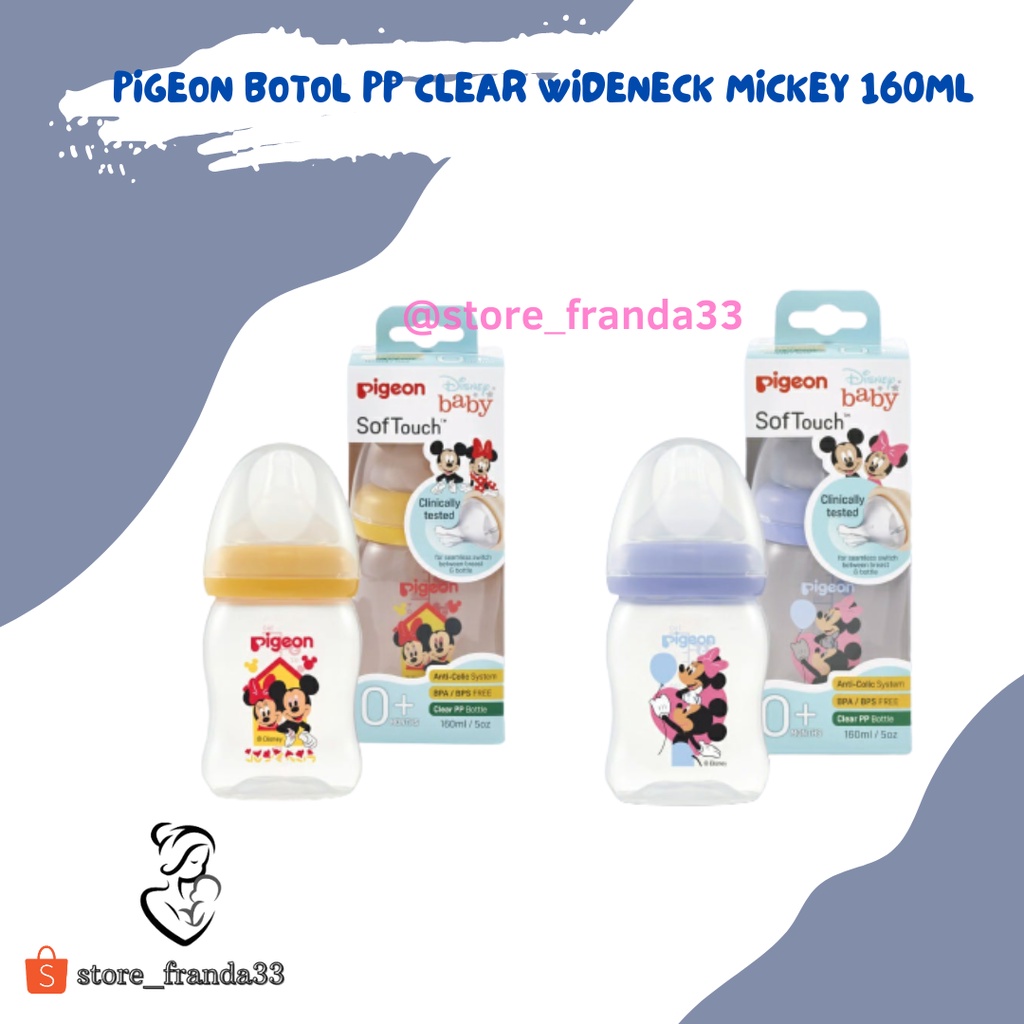 Jual PIGEON BOTOL PP CLEAR WIDENECK MICKEY 160ML | Shopee Indonesia