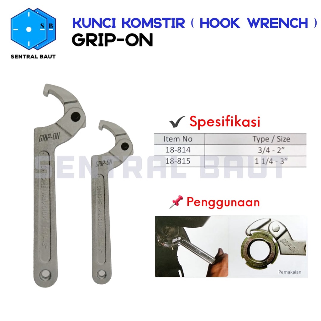 Jual SENTRAL BAUT || Kunci Komstir (Hook Wrench) Adjustable GRIP ON ...