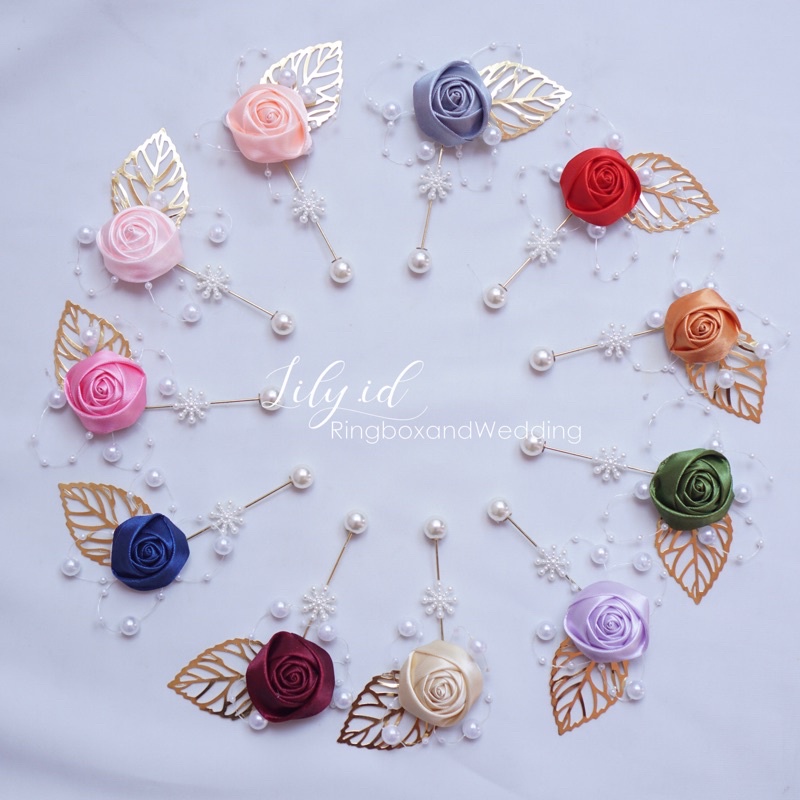 Jual Groom Corsage Boutonniere Korsage Pin Jas Pria Model RoseBud ...
