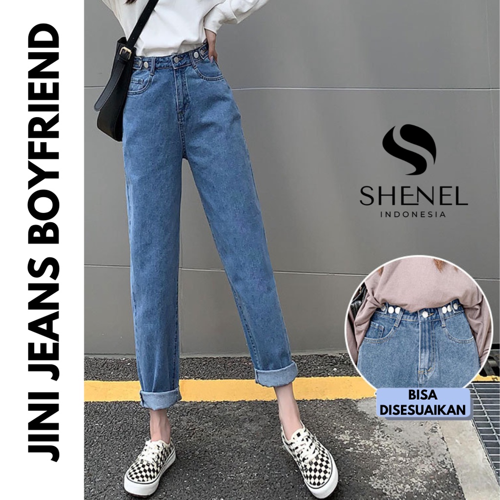 Jual Shenel | Jini Boyfriend Jeans Wanita Celana Panjang Denim Biru ...