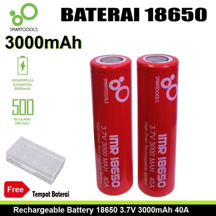 Jual Smartoools Baterai IMR 18650 3.7V 3000 mAh Rechargeable Battery | Shopee Indonesia