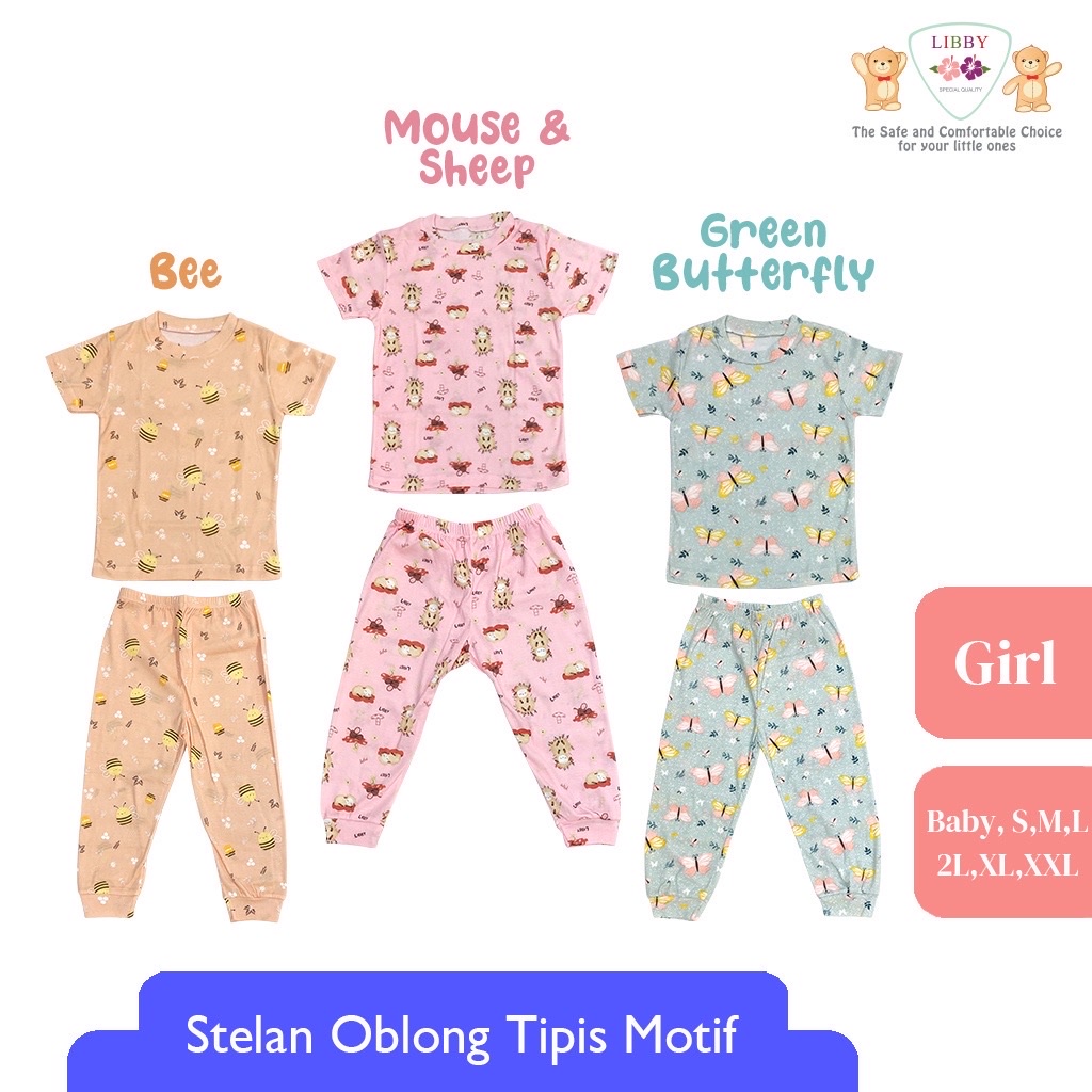 Jual LIBBY Setelan Oblong Tangan Pendek Celana Panjang Anak Rib Cotton Motif Gardens by The Joy ...