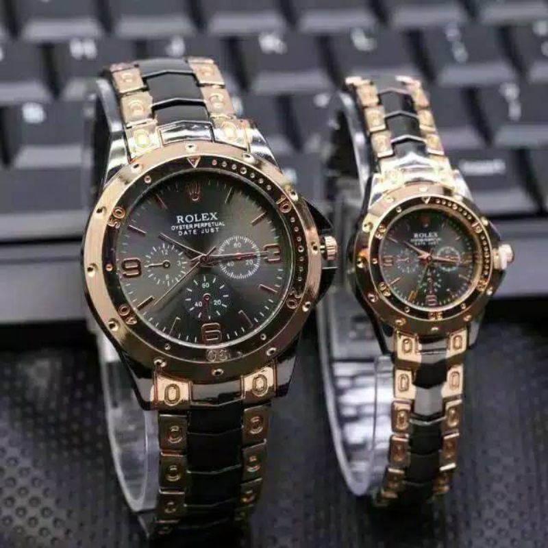 Jual Jam Tangan Couple Fashion Rolex Baut Strap Rantai/Stell(Dikirim Jakarta) | Shopee Indonesia