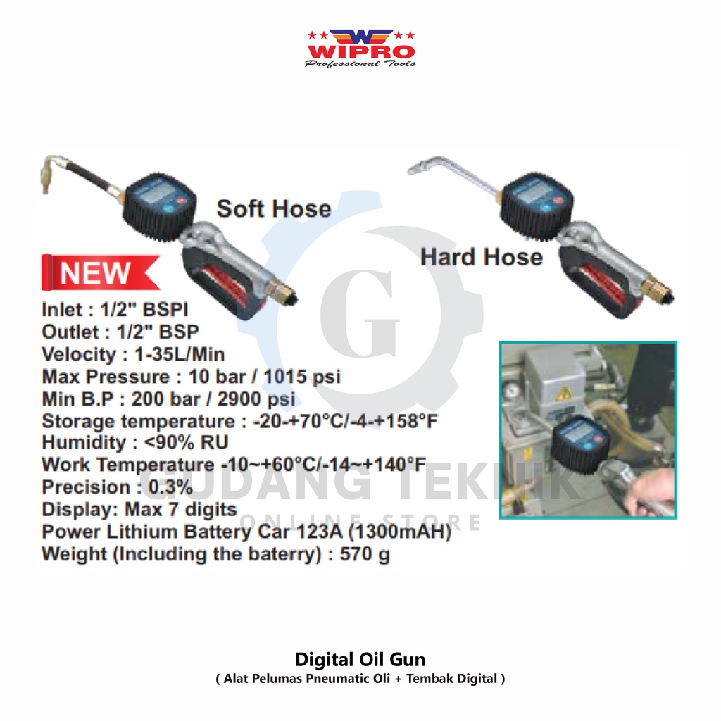 Jual Digital Fuel Oil Lubricant Nozzle Gun WIPRO Soft Hose / Fueling ...