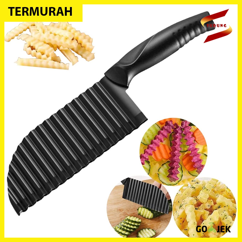 Jual BAHAN BAJA Pisau Pemotong Kentang Pisau Bergelombang Zigzag ...