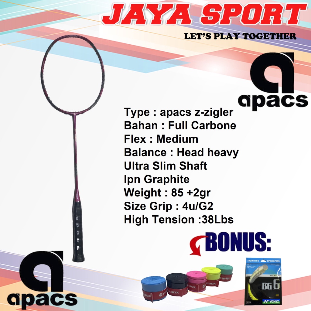 Jual Raket Bulutangkis Apacs Z-zigler Raket Badminton Raket Bulutangkis ...