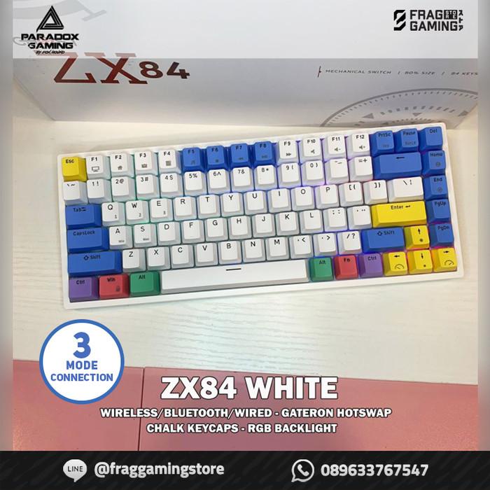 Jual Paradox Gaming ZX84 ZX 84 White Wireless BT Wired Mechanical ...