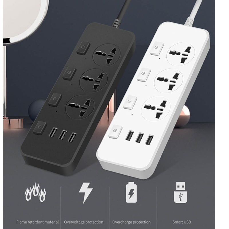 Jual Colokan，Power Strip Adapter ，2M Kabel Soket Listrik Port， USB ...