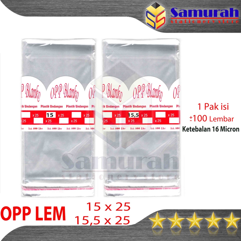 Jual Plastik OPP Lem Seal 15 x 25 / 15,5 x 25cm tipis 16 micron isi 100 ...