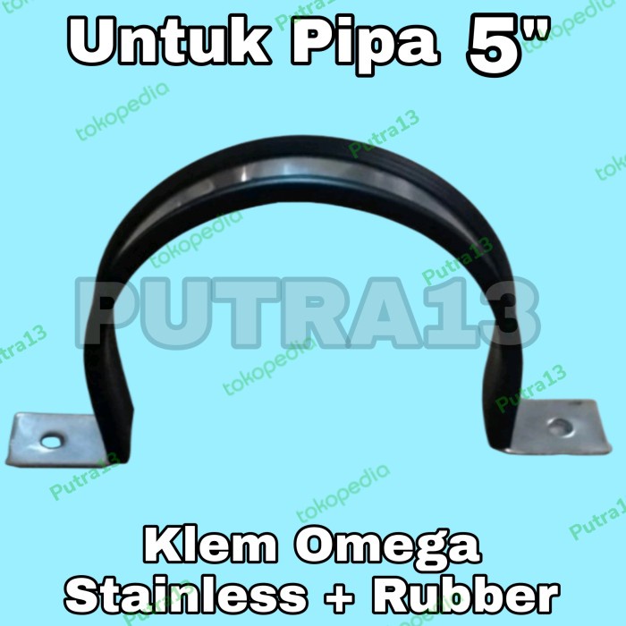 Jual klem omega pipa 5" stainless + rubber | Shopee Indonesia