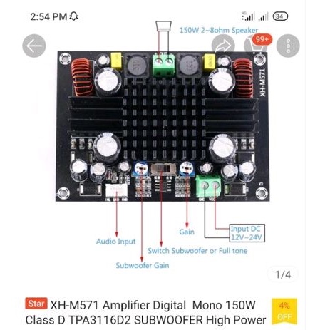 Jual modul ampli class D 150watt mono selektor Subwoofer. | Shopee ...