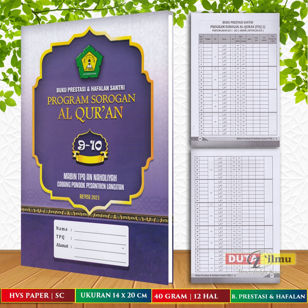 Jual Buku Prestasi dan Hafalan Santri Program Sorogan Alquran | Shopee ...