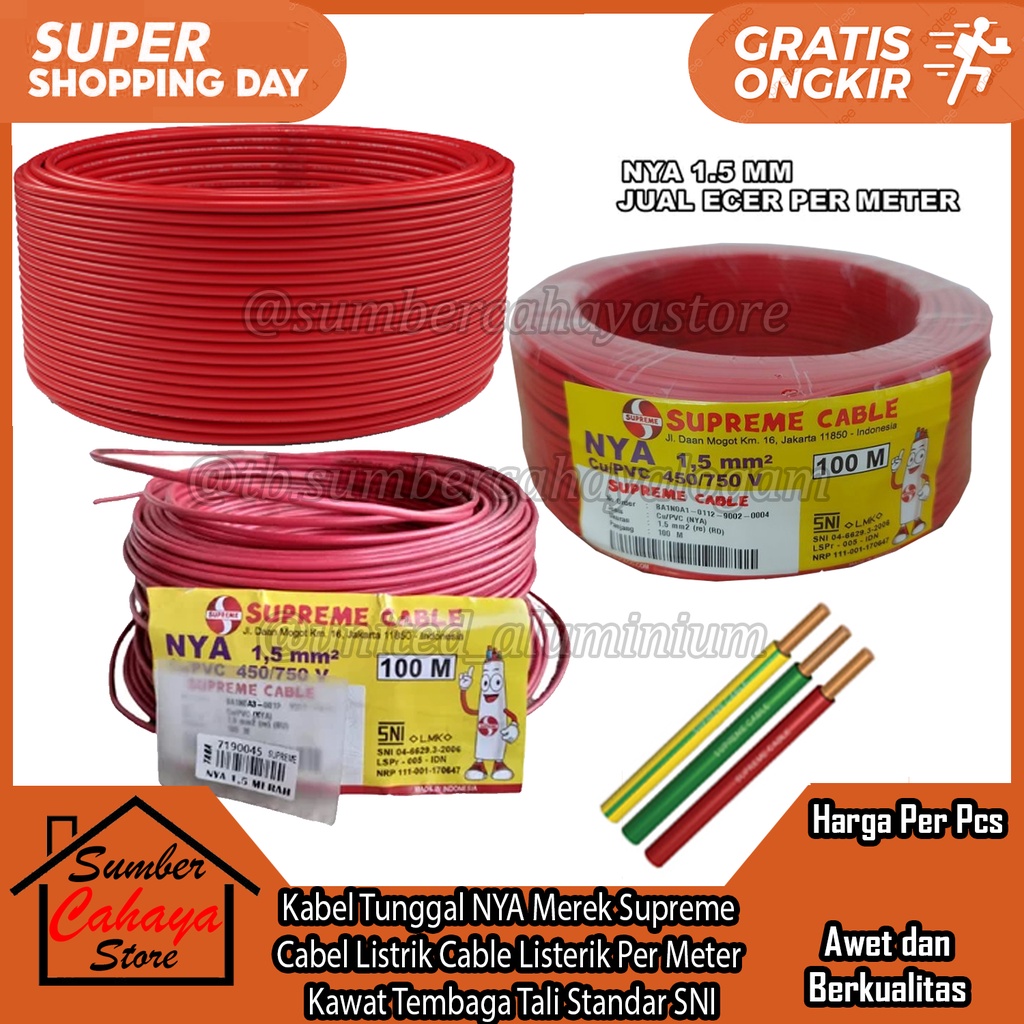 Jual Kabel Tunggal NYA Merek Merk Supreme Cabel Penghantar Listrik ...