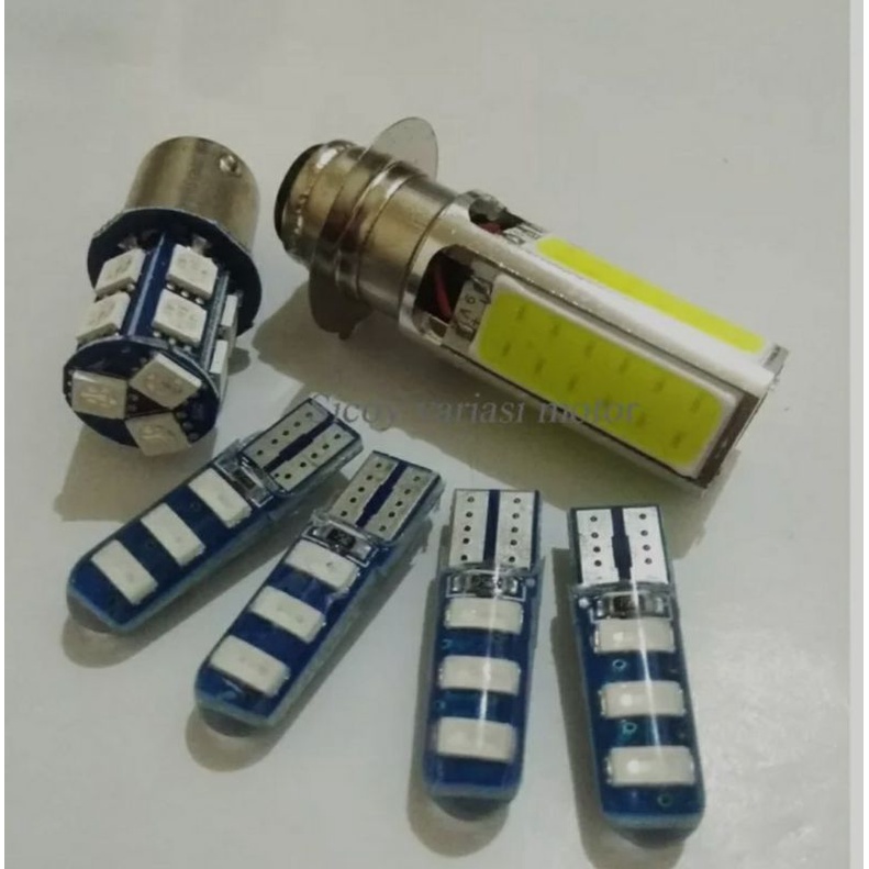 Jual PAKET 3IN1:LAMPU VARIASI MOTOR Lampu Depan Led H6 ACDC 4 Sisi ...