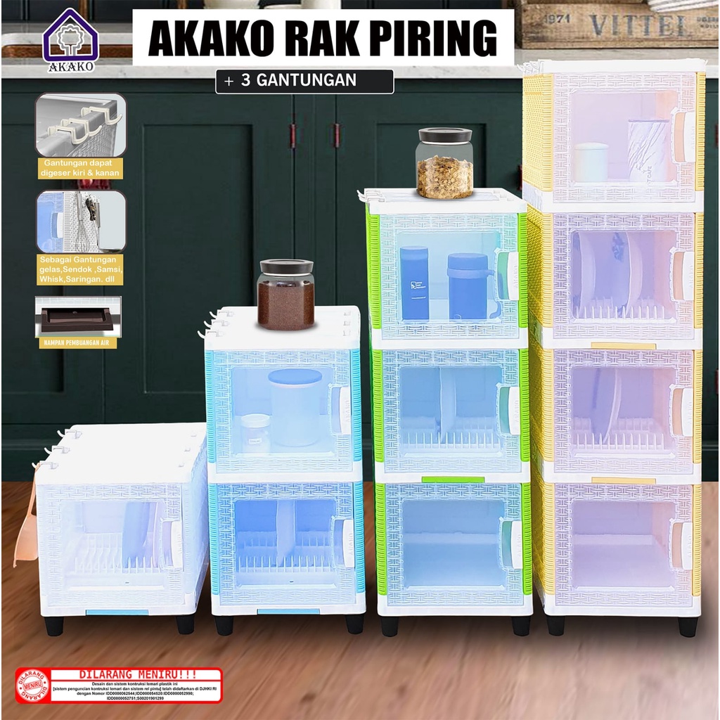 Jual JNE JTR Akako Rak Piring 1,2,3 dan 4 Susun Plastik Pintu ...