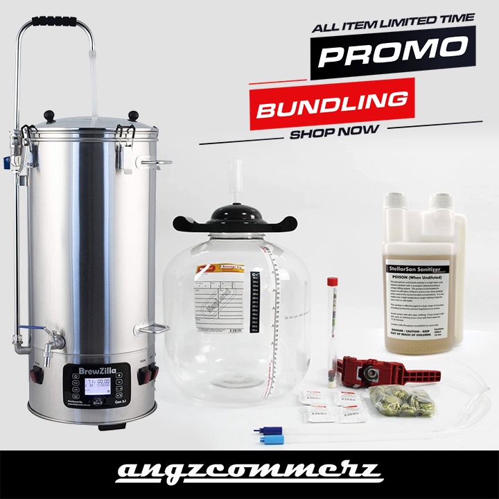 Jual KEGLAND Bundling Brewzilla 35 ltr, Flat Bottom Fermenter Bottle ...